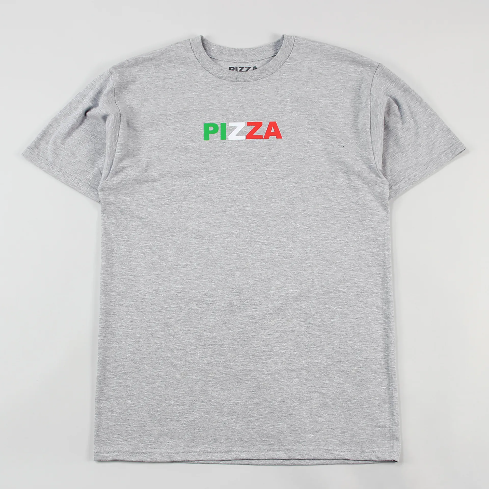 Pizza Skateboards Mens Tri Colour Logo Graphic Printed Tee Grey