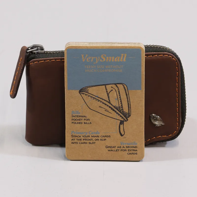 Bellroy Mens Very Small Wallet Cocoa Brown Zip Card Holder Case