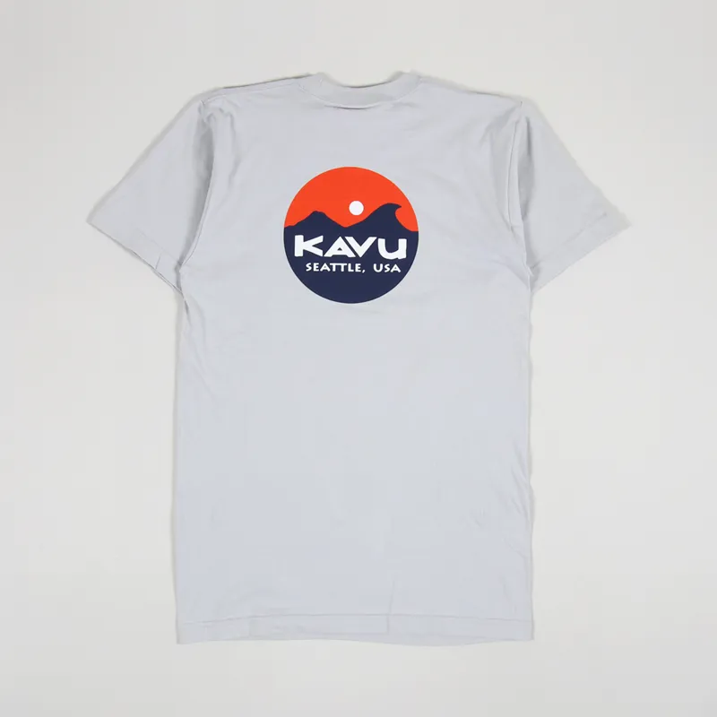 Kavu Mens Short Sleeve Graphic Mountain T Shirt Silver Grey