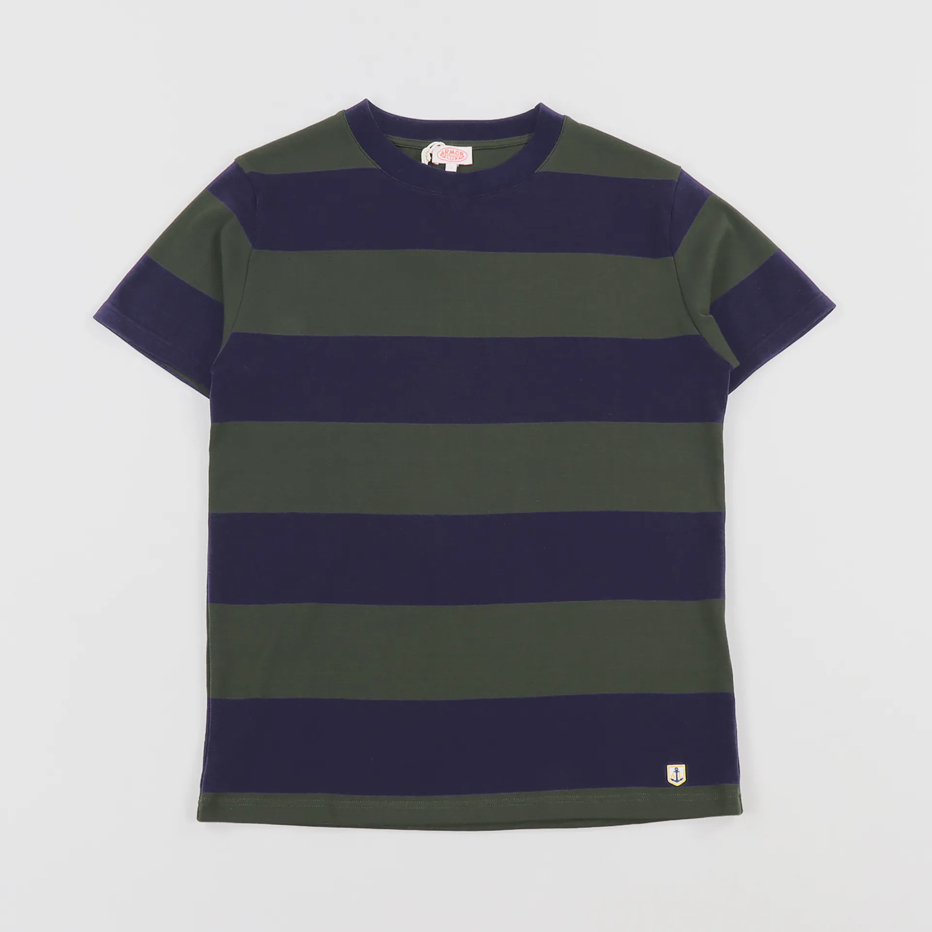 Armor Lux Mens Heritage MC Rugby Stripe SS T Shirt Navy Green