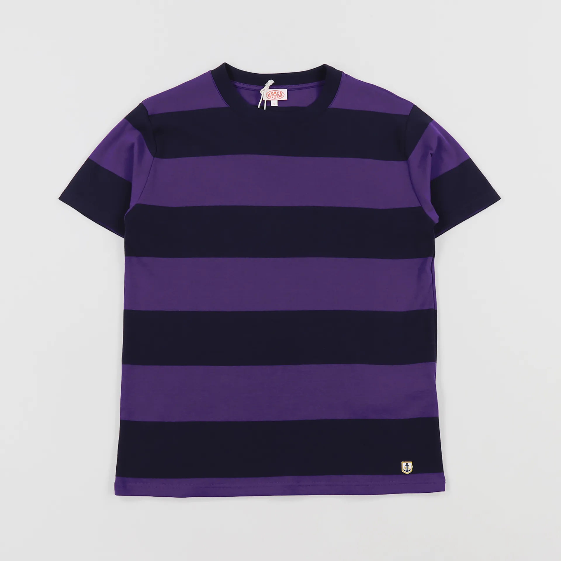 Armor Lux Mens Heritage MC Rugby Stripe SS T Shirt Navy Violet