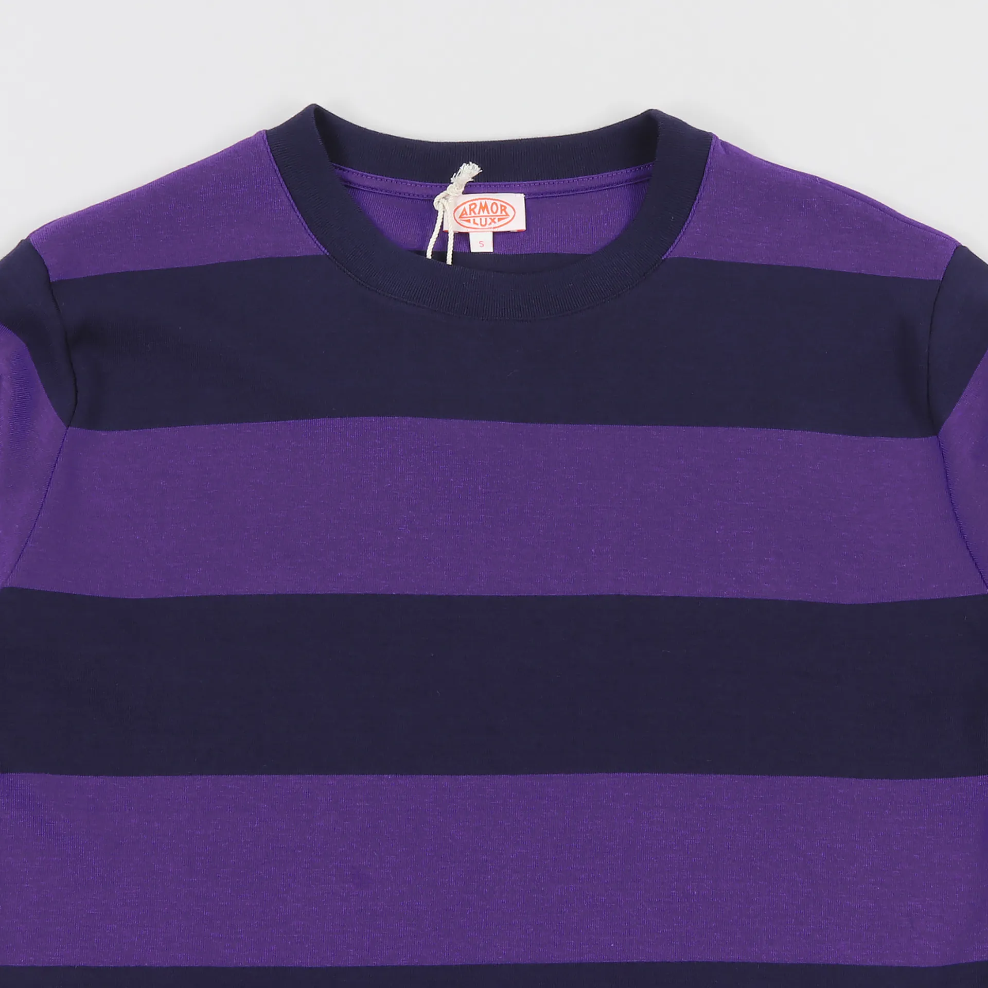 Armor Lux Mens Heritage MC Rugby Stripe SS T Shirt Navy Violet