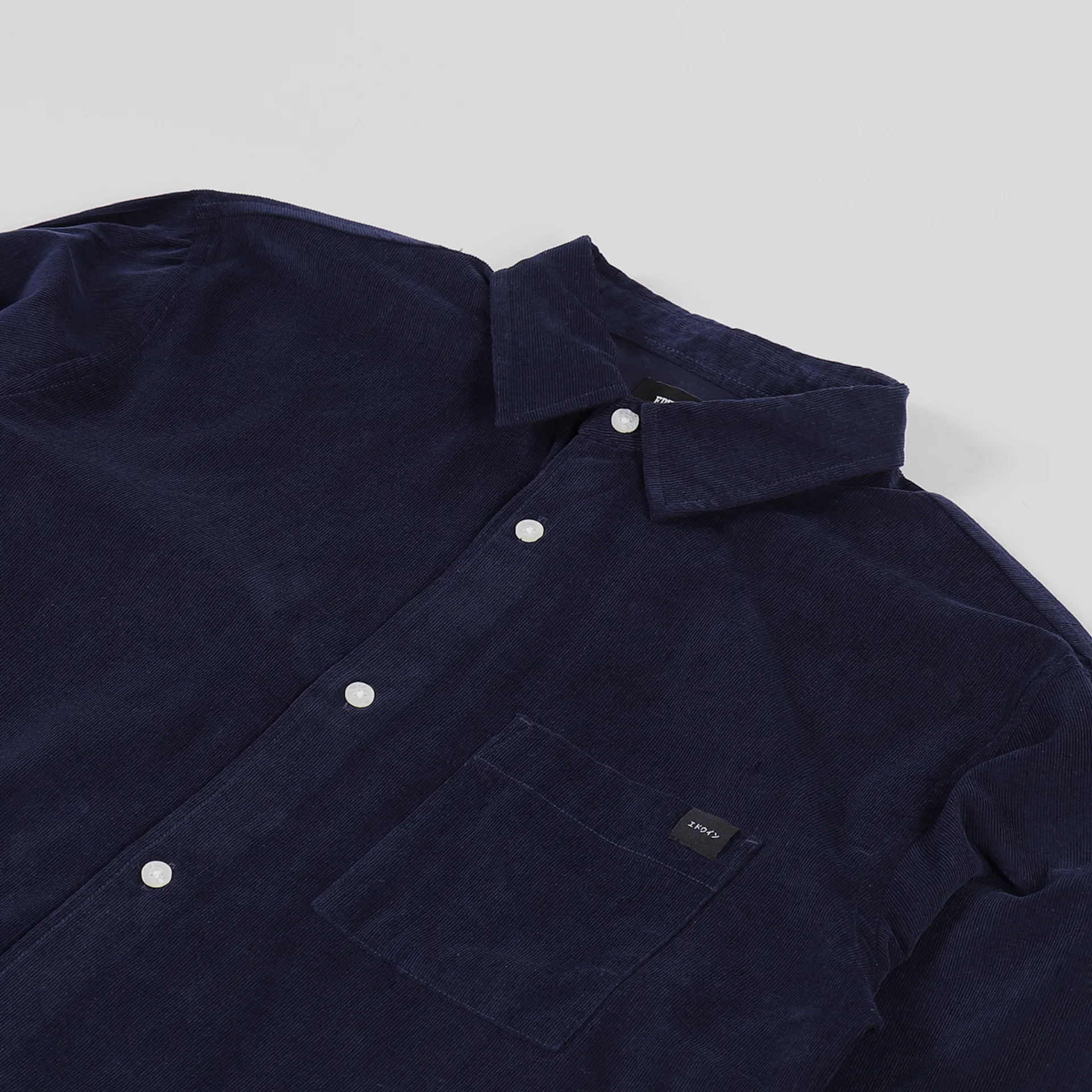 Edwin Mens Minimal Lightweight Corduroy Cord Shirt Navy Blue