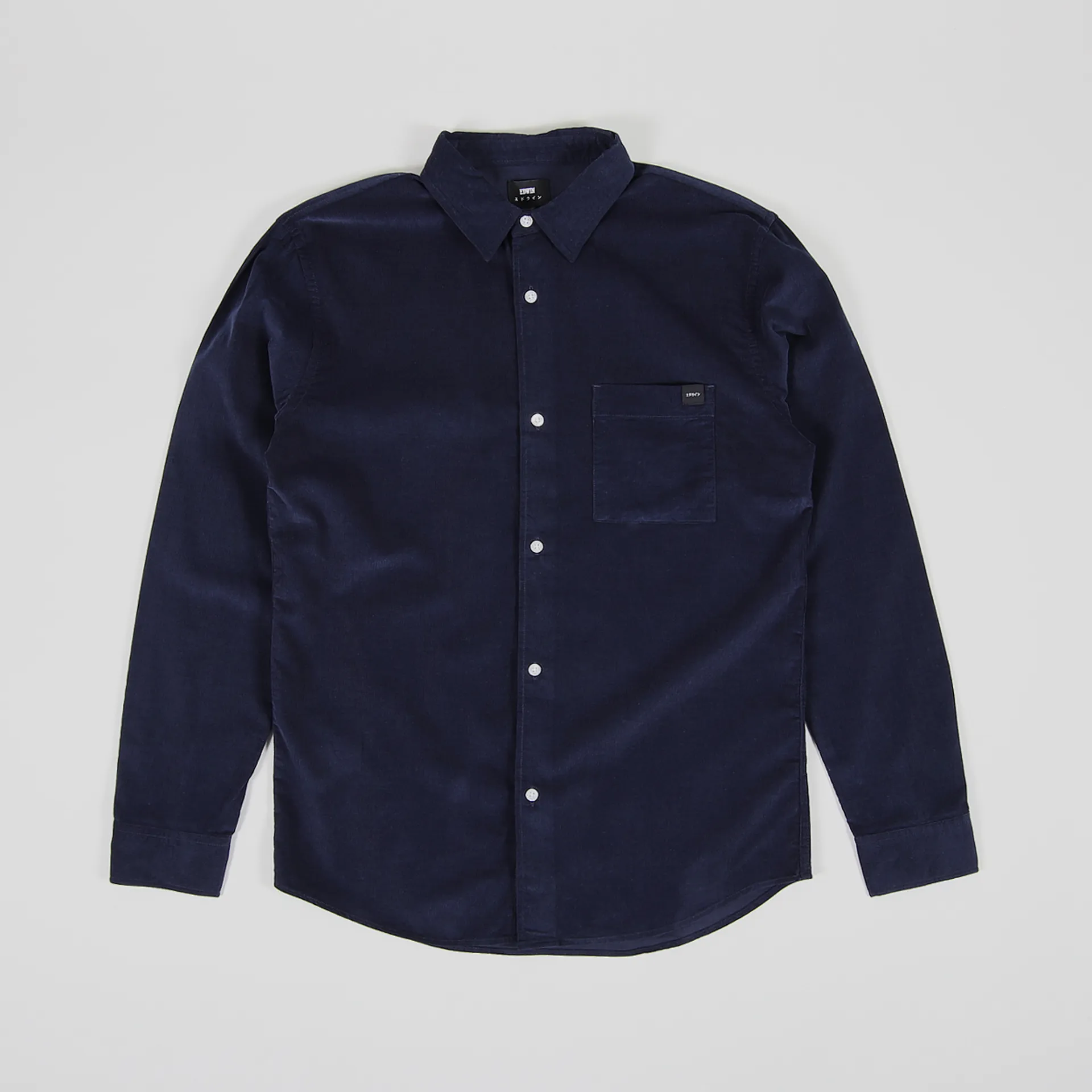 Edwin Mens Minimal Lightweight Corduroy Cord Shirt Navy Blue