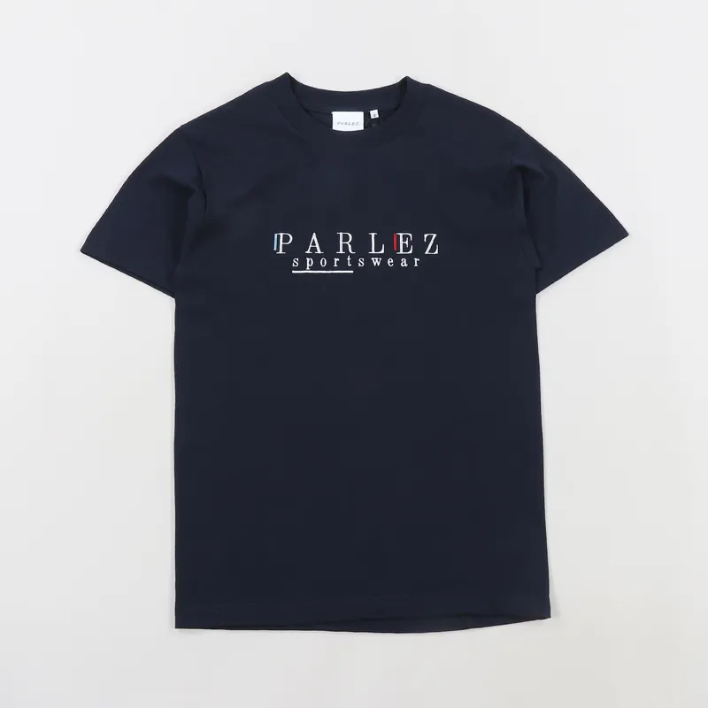 Parlez Mens Sportswear Wear Logo Short Sleeve T Shirt Navy Blue